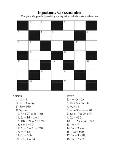 20 Easy And Interactive Math Crossword Puzzles Kitty Baby Love