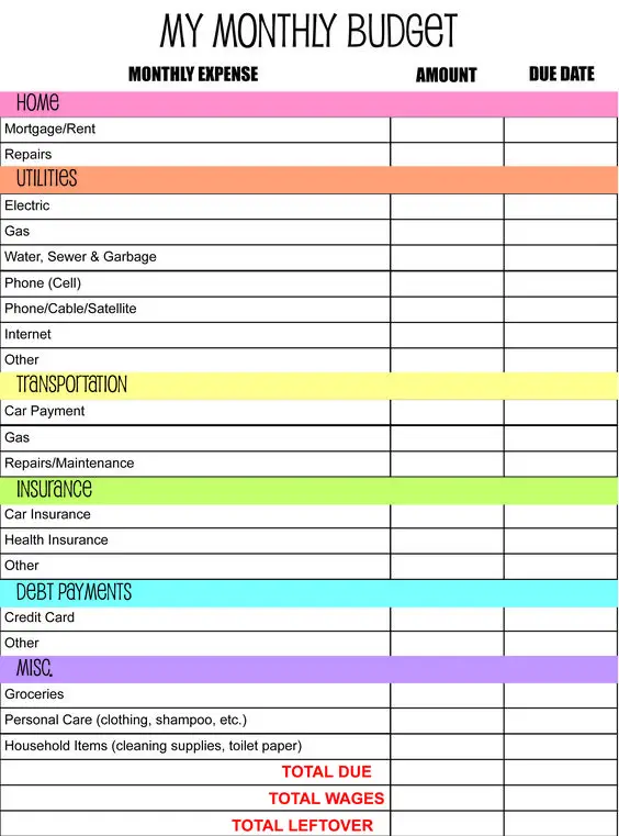 20 Free Printable Monthly Budget Planners Kitty Baby Love