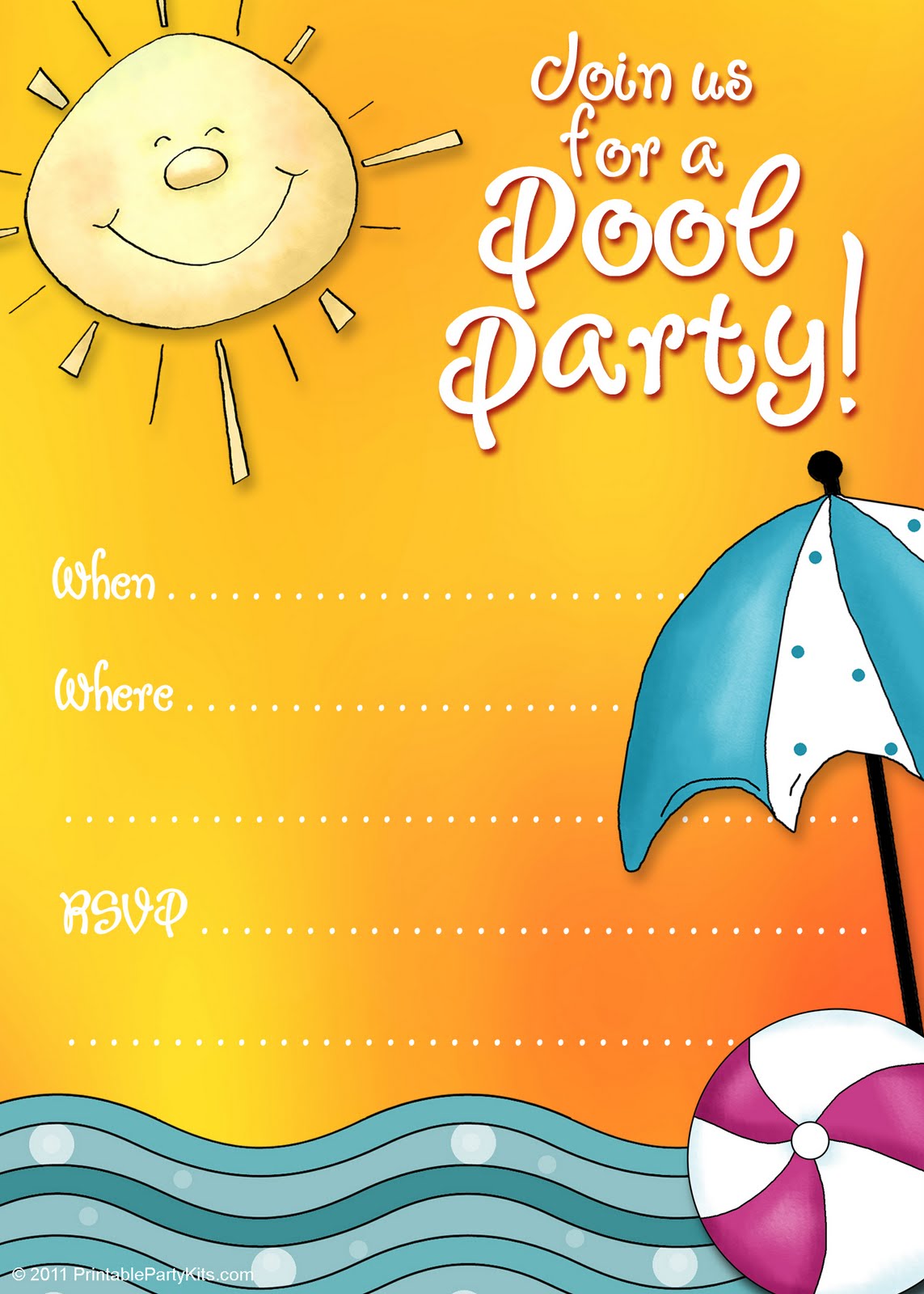 45 Pool Party Invitations Kitty Baby Love