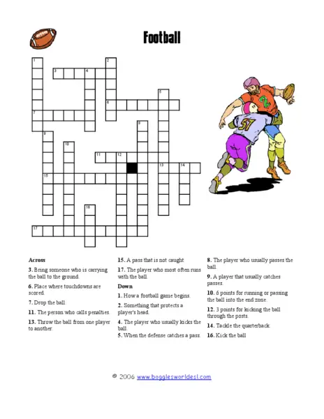 8 Football Crossword Puzzles Kitty Baby Love