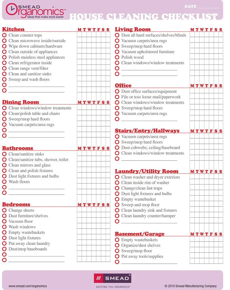 40 Helpful House Cleaning Checklists For You Kitty Baby Love