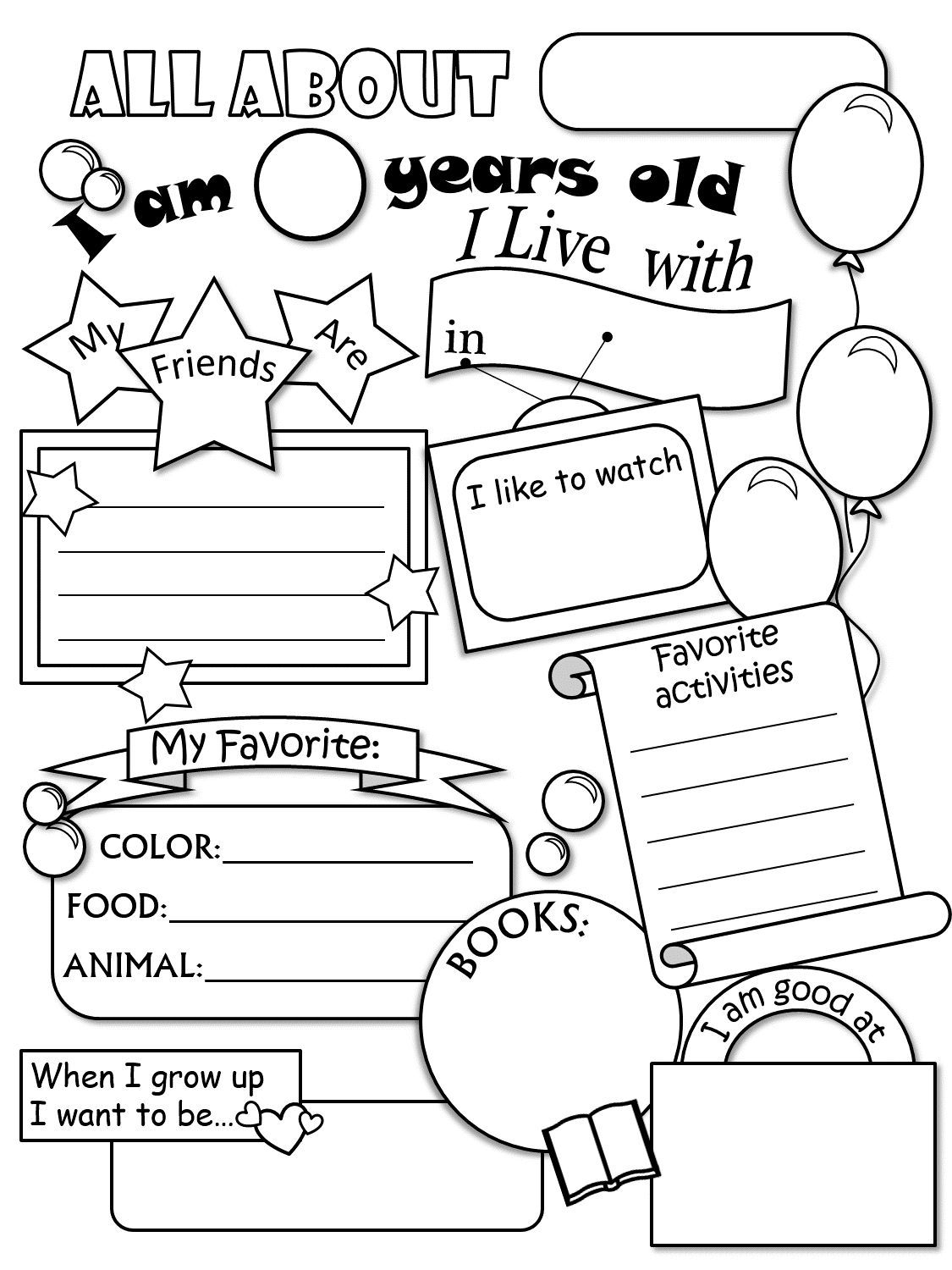 33 Pedagogic All About Me Worksheets Kitty Baby Love