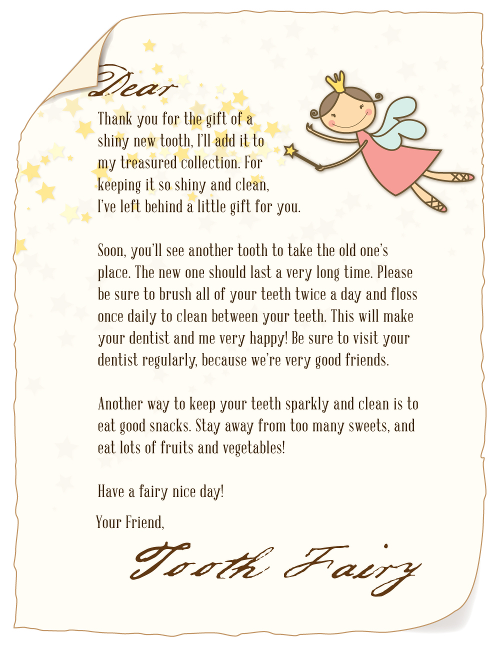 Free Printable Tooth Fairy Letter Templates Printable