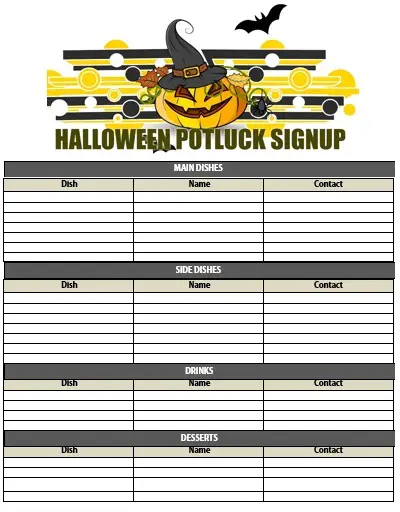 8 Nifty Halloween Potluck Sign Up Sheets Kitty Baby Love