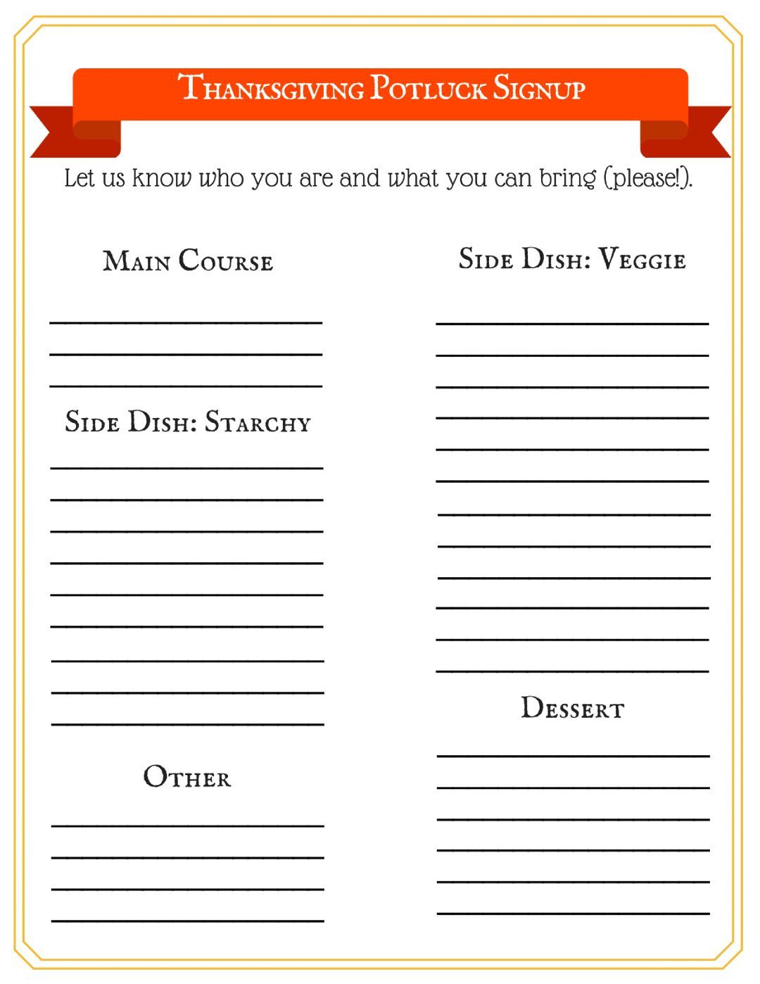 10 Thanksgiving Potluck Sign Up Sheets To Keep It Smooth Kitty Baby Love