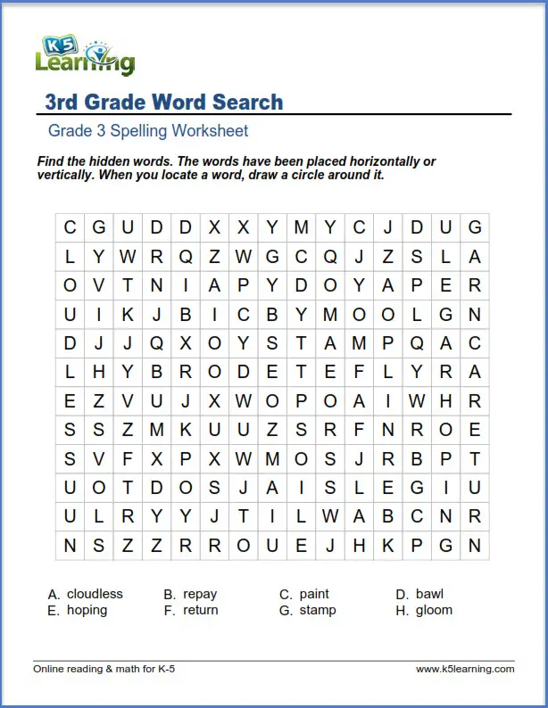 18 3rd Grade Word Searches For You Kitty Baby Love