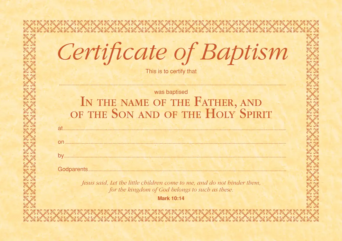 Certificate Of Baptism Printable