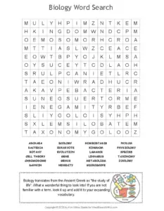 8 Educative Biology Word Searches - Kitty Baby Love