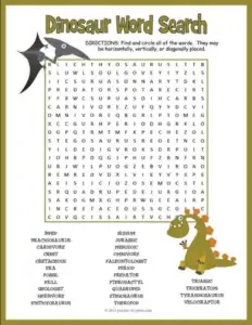 10 Awe-inspiring Dinosaur Word Searches - Kitty Baby Love