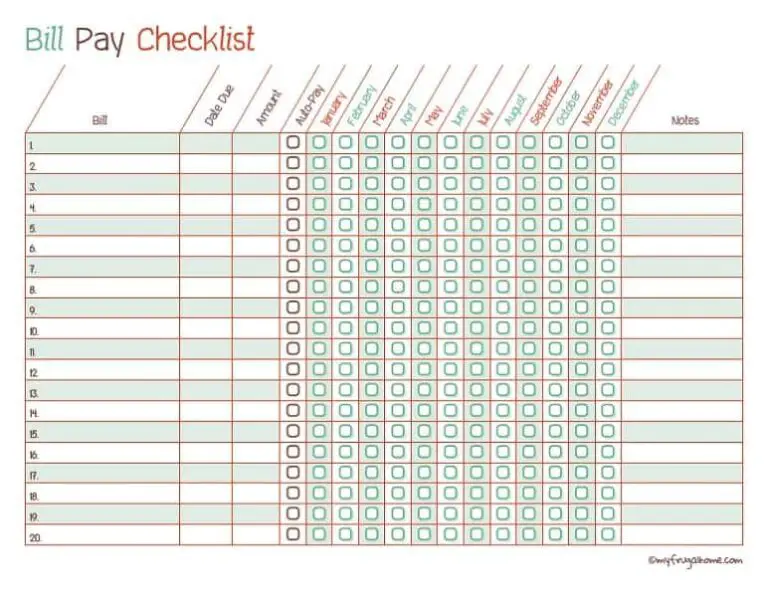 16 Bill Pay Checklists to Keep You Sorted - Kitty Baby Love